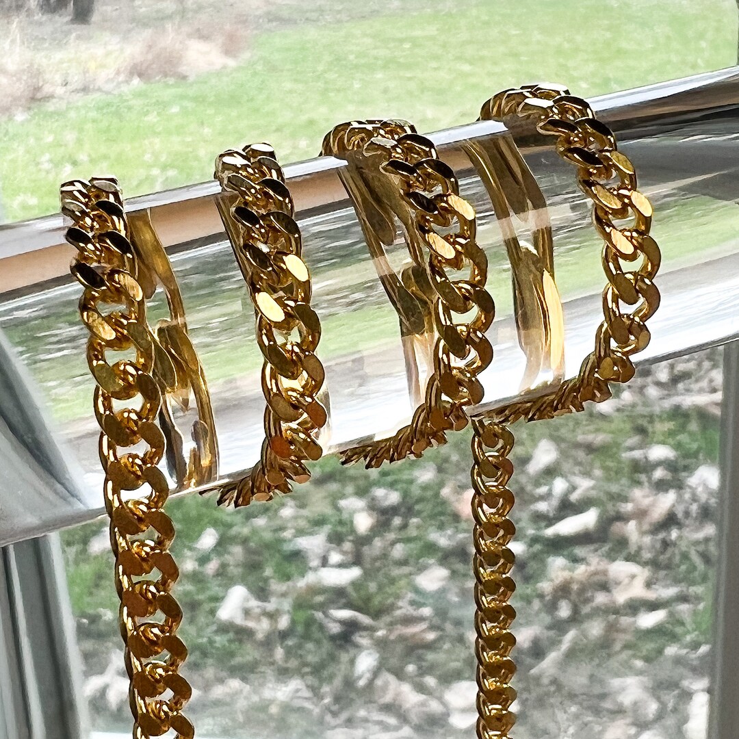 18kt Gold Plate Curb Chain CH427EG, Small Diamond Cut Boxcar 4mm ...