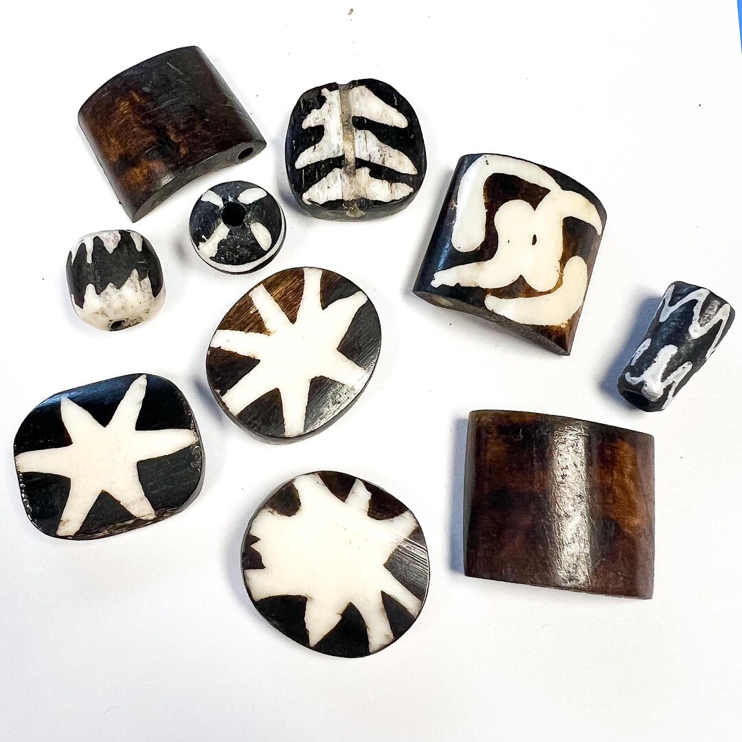 Collection of 9 African Ox Bone Beads. Tribal Beads. [bone 127] - Etsy