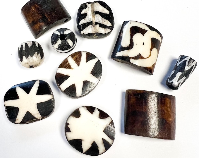 Collection of 9 African Ox Bone Beads. Tribal Beads. [bone 127] - Etsy