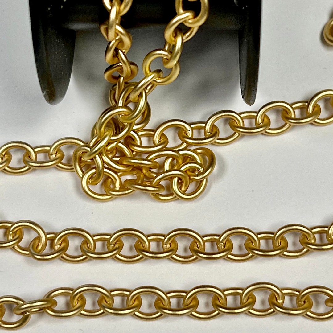 Matte Gold Plate Cable Chain 7.5mm X 6mm. Necklace Chain. [CH333EMG] - Etsy