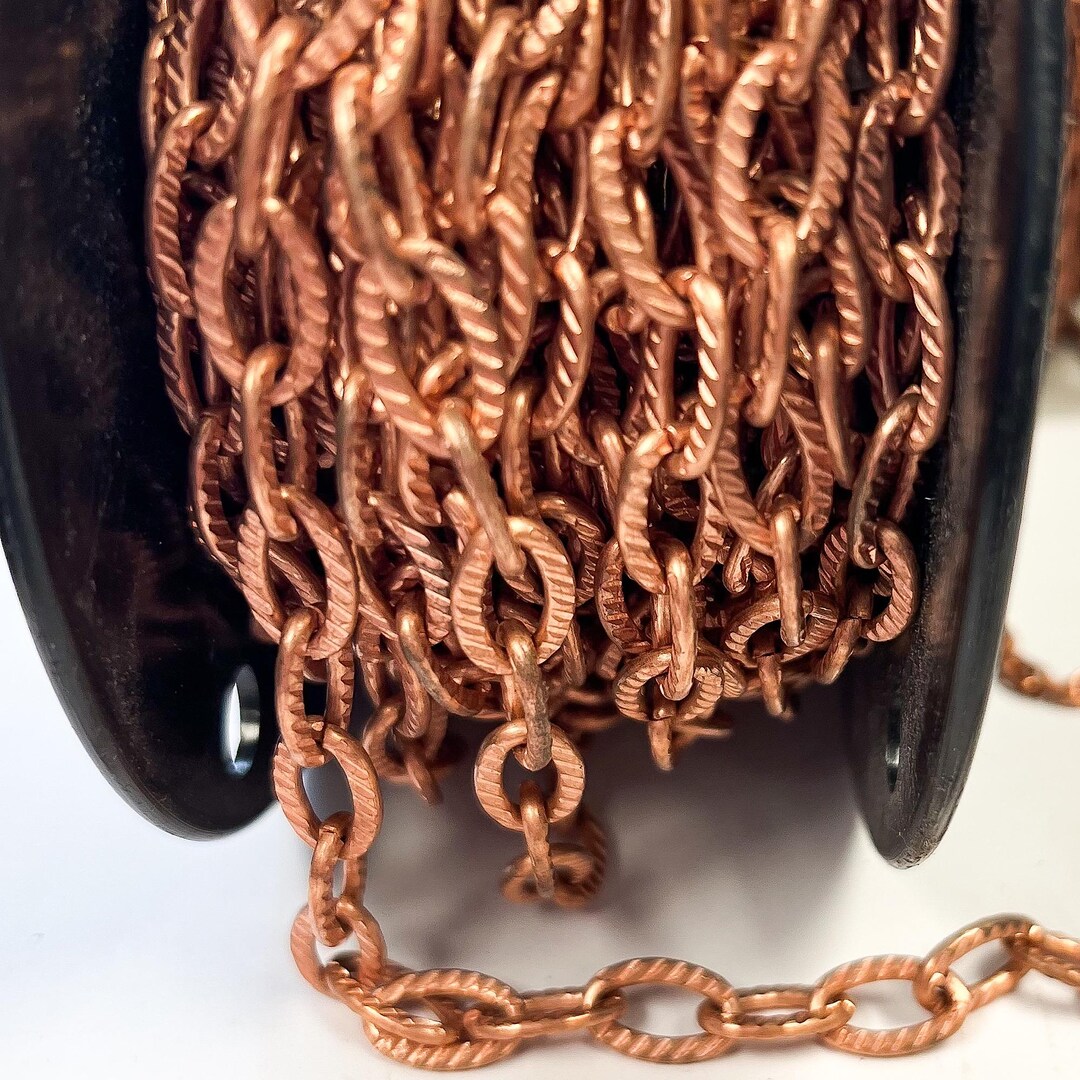 Raw and Rusted Grooved Vintage Chain, 14.5mm, Add Patina, Bulk Chain ...