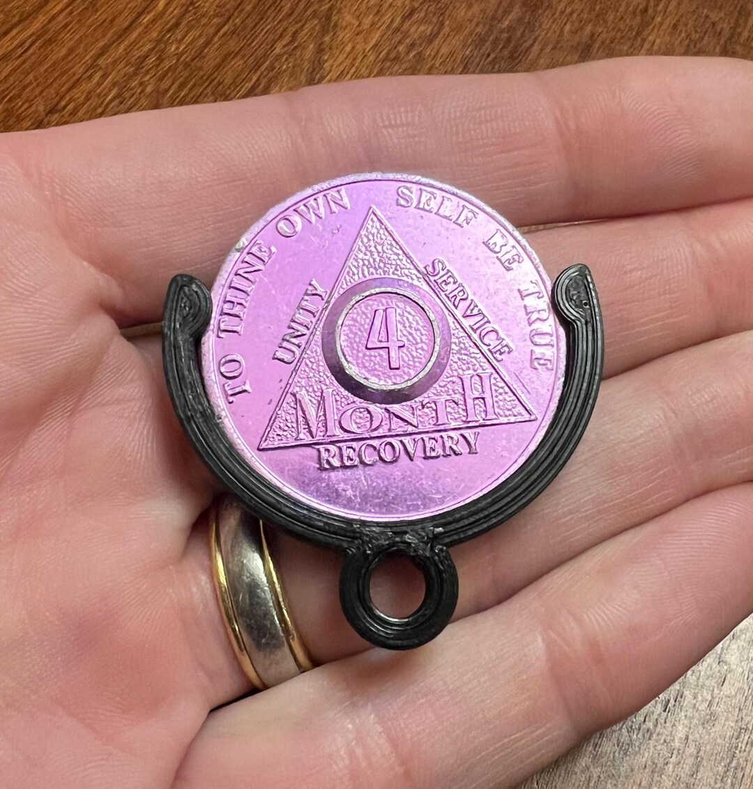 AA "alcoholics Anonymous" Service Coin, Chip, Medallion Keychain Holder ...