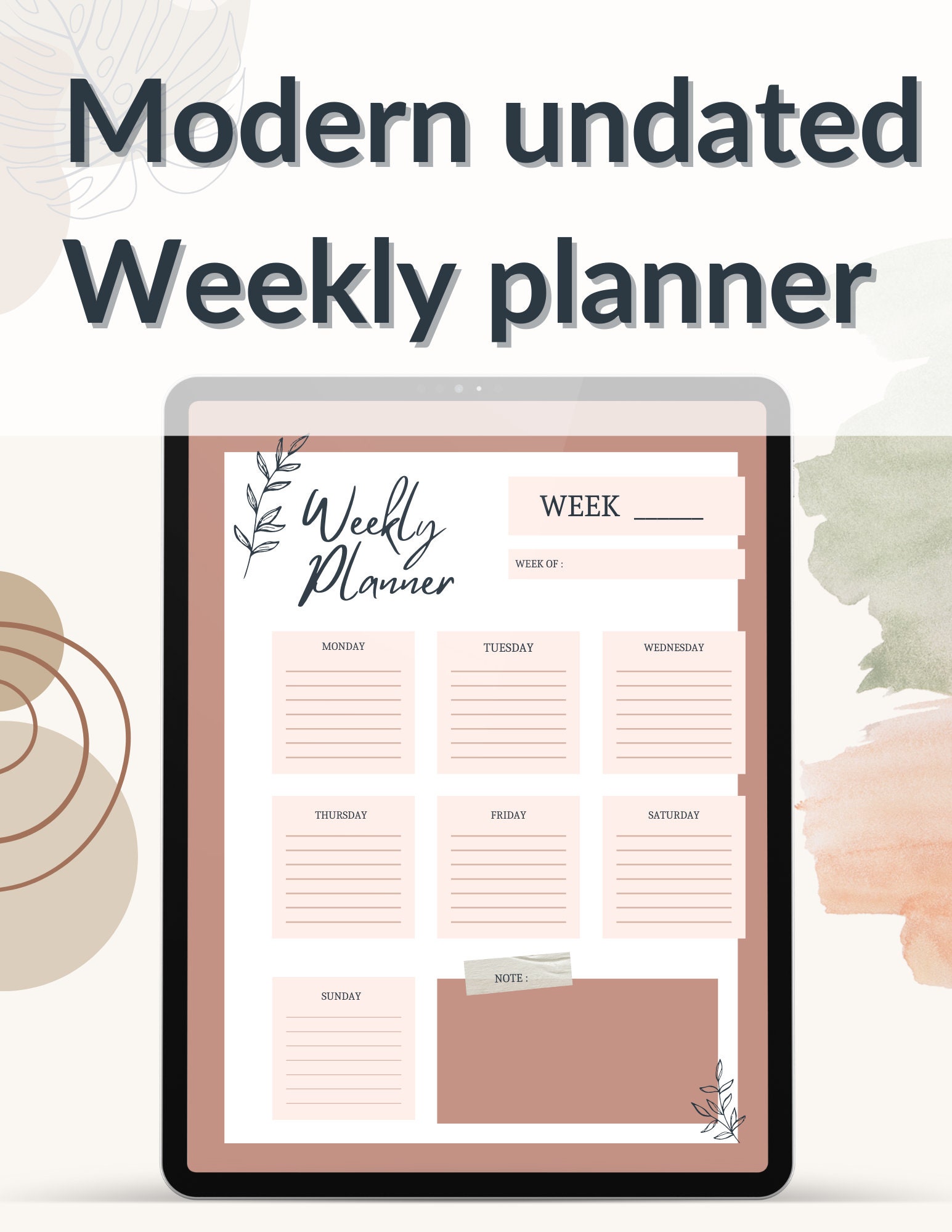 Undated Digital Weekly Planner Printable Insert - Etsy