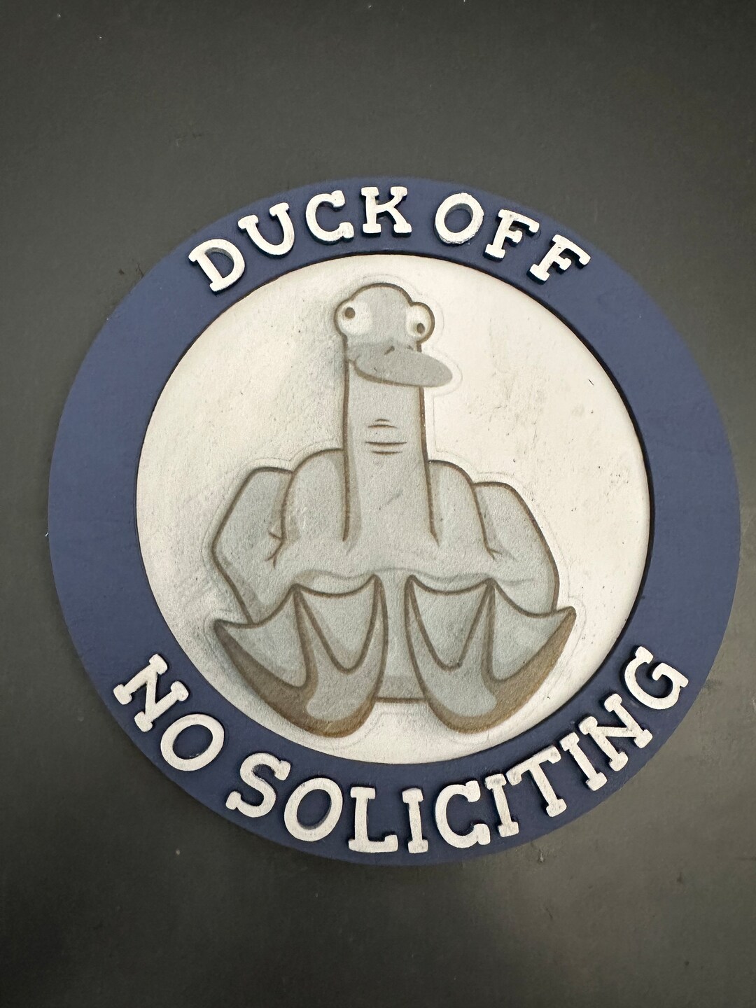Duck Off, No Soliciting Laser Engraved Duck Middle Finger Sign - Etsy