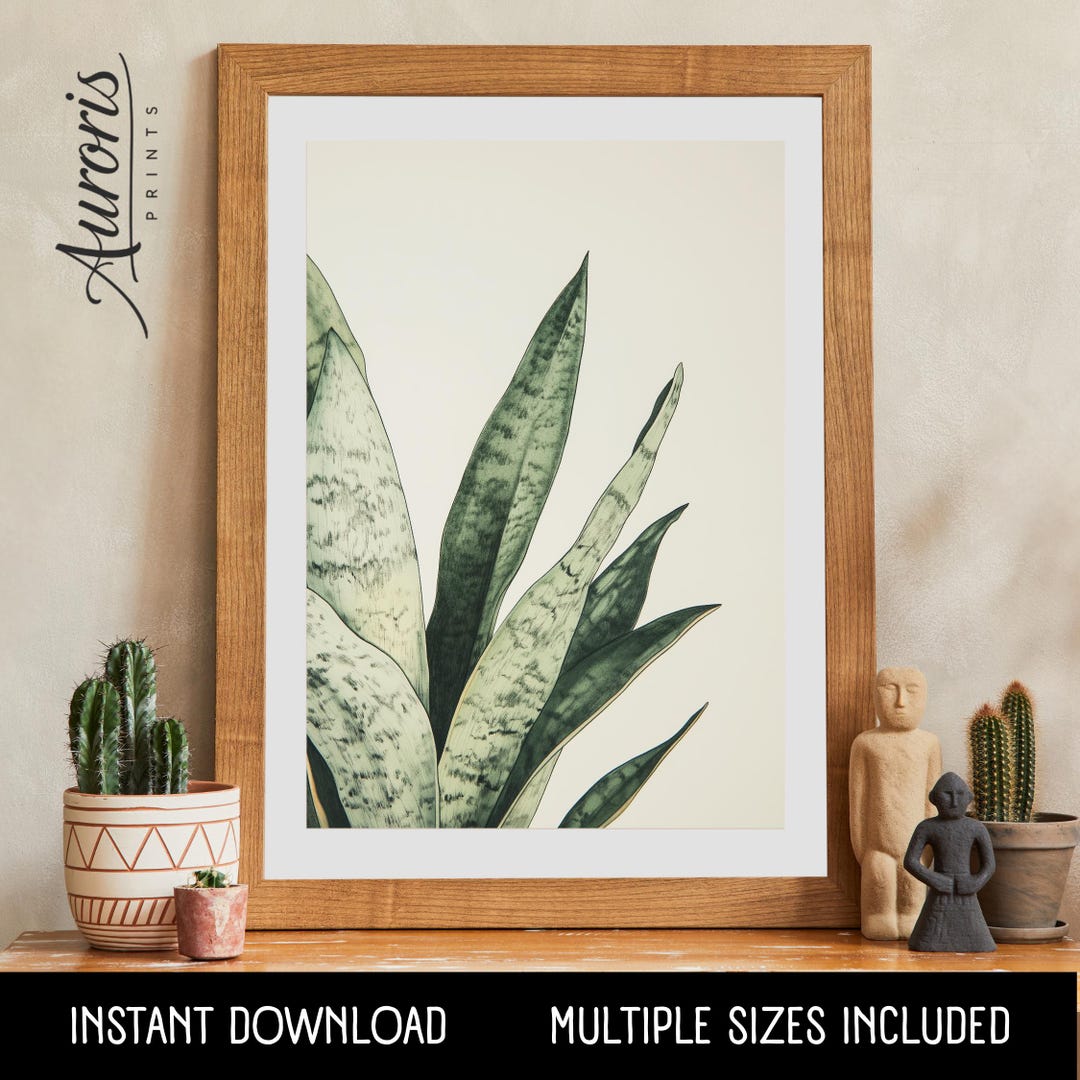 Snake Plant Botanical Print, Modern Green Art (digital Download) - Etsy