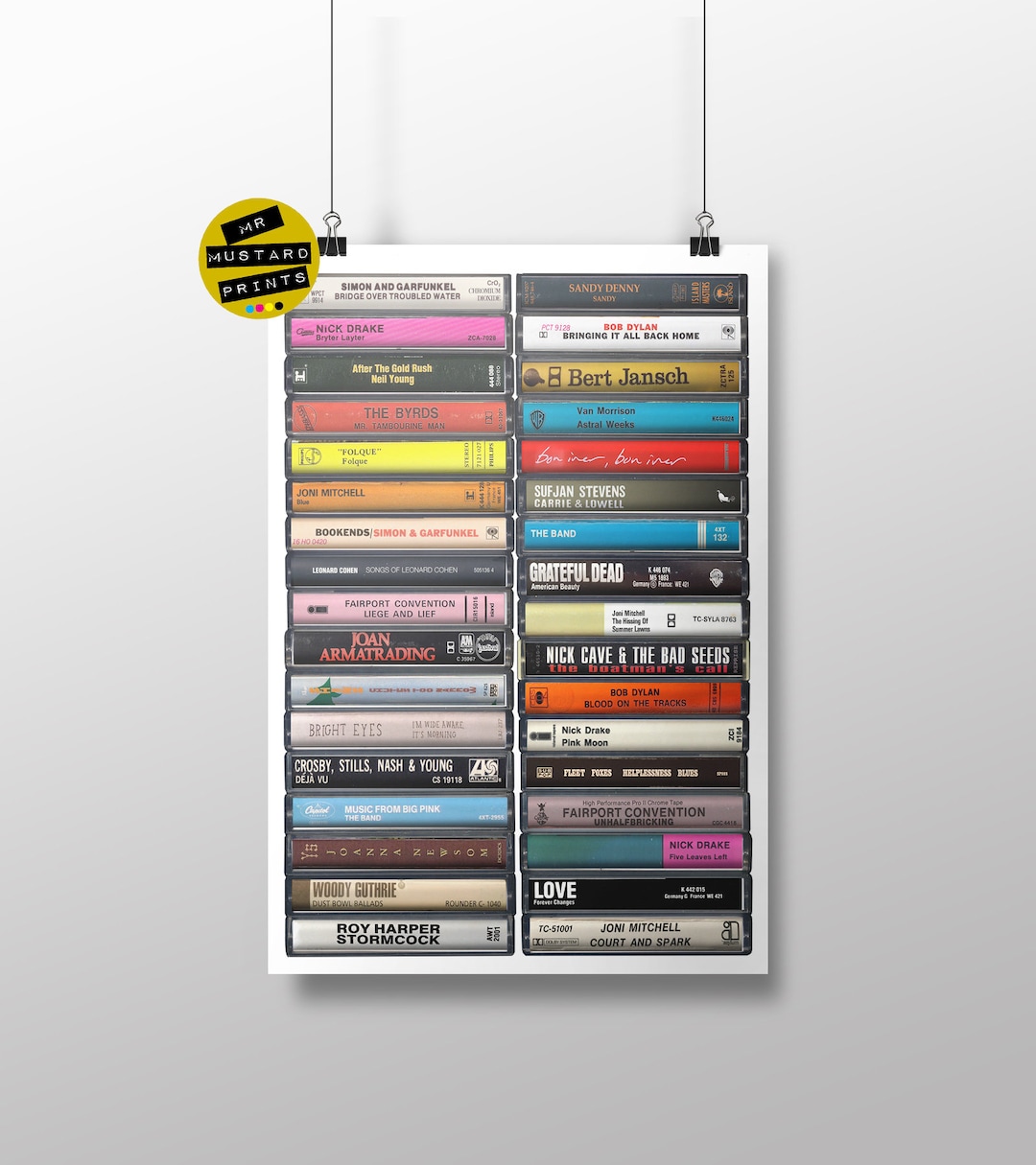 Folk Music Cassette Album Art Print: Vintage Cassette Design - Etsy