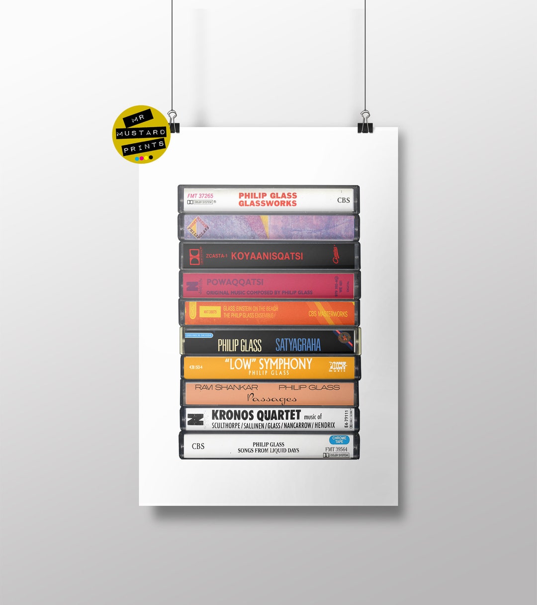 Philip Glass Albums, Cassette Fine Art Print, Poster, Minimalist ...