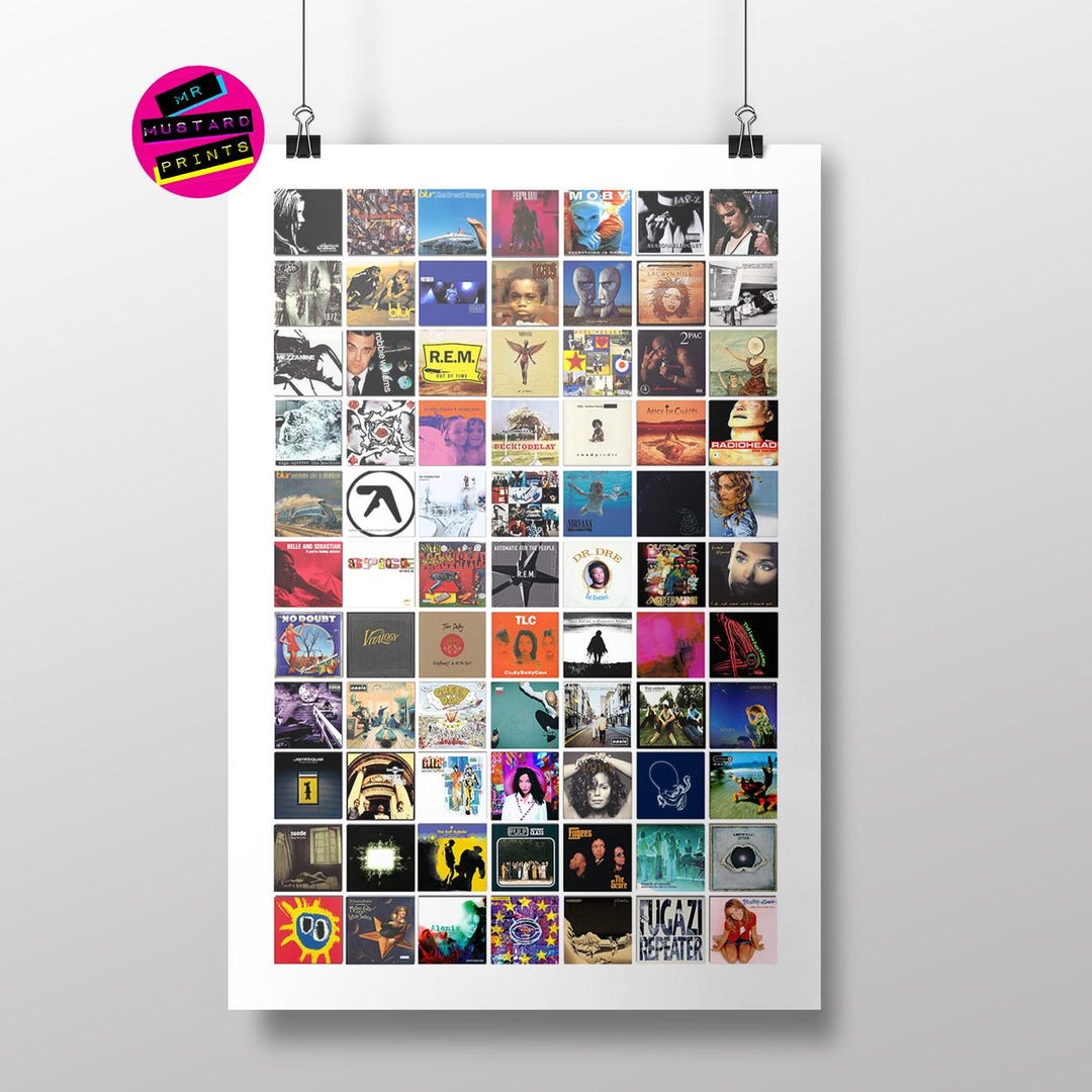 1990s Vinyl Covers Poster: Nineties Album Art Cover Collage - Etsy