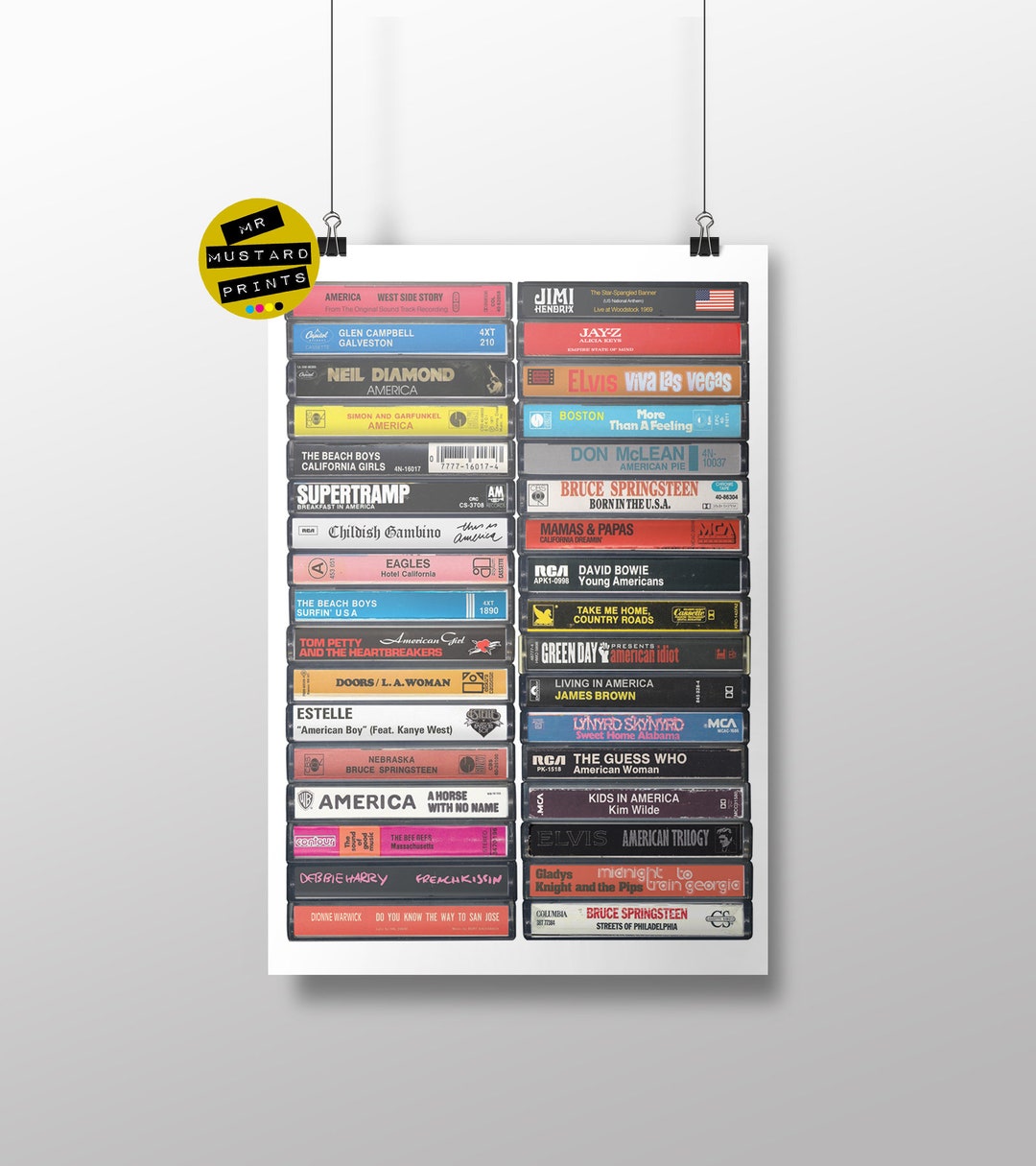 American Music Print, USA Playlist Poster, Music Art, Original ...