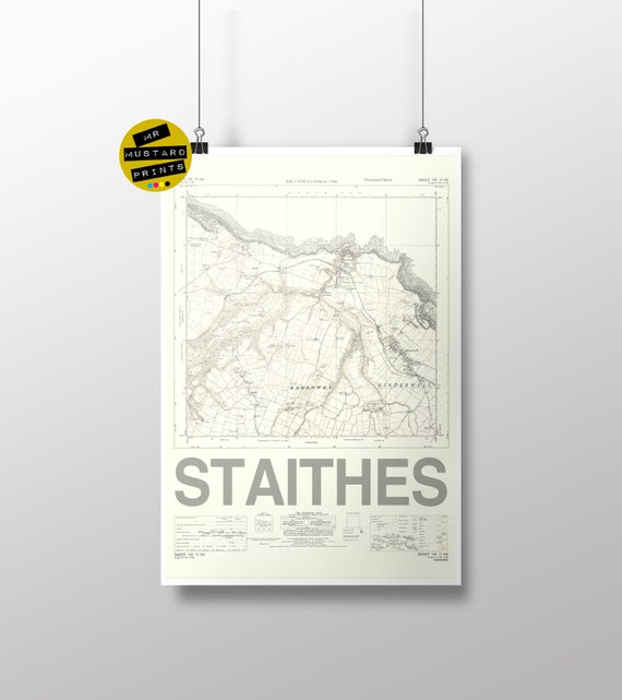 Staithes Map Print Staithes Poster Staithes Art Staithes - Etsy