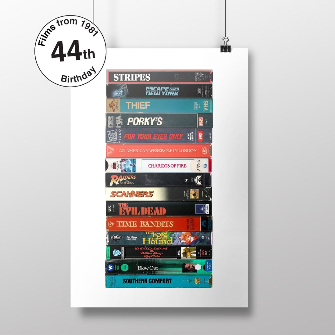 1981 Movies: 44th Birthday Gift - Personalized VHS Print - Etsy