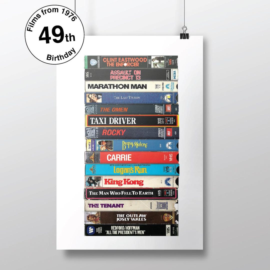 1976 Movies: 50th Birthday Gift - VHS Print - Etsy