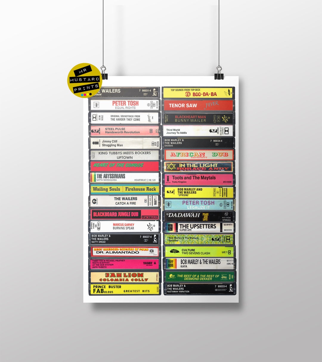 Reggae Music Poster, Art, Gift, Reggae Fan, Original Cassettes ...