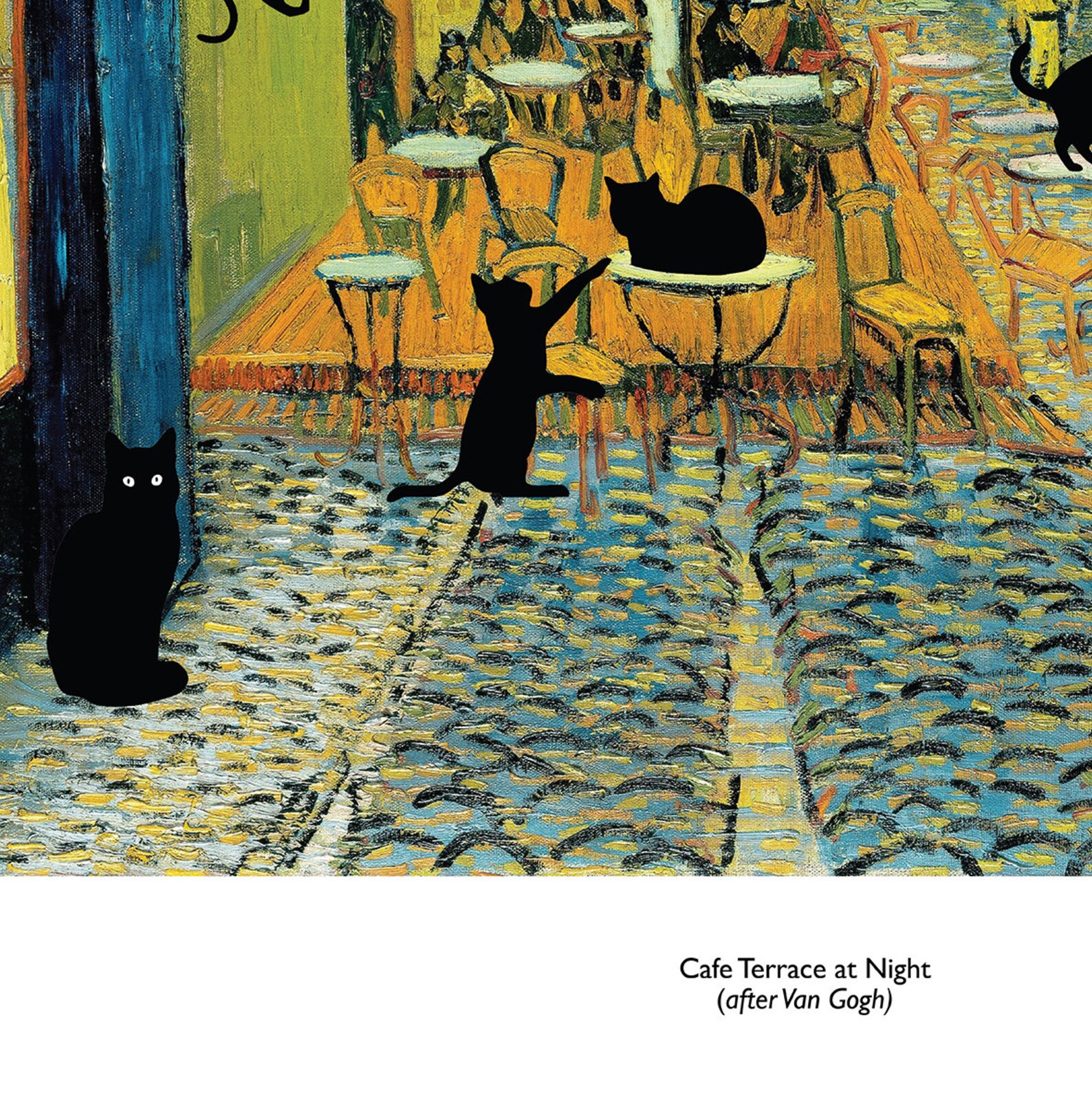 Cats in Van Gogh Cafe, Fine Art Mashup, Cat Lover Art, Cat Print, Cat ...