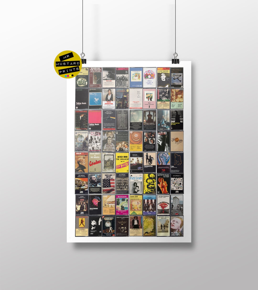 1970's Music Cassette Covers Print, Greatest Albums of the 70s, Poster ...