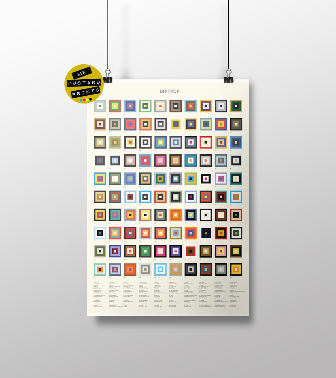 Britpop Music - Top 100 Poster - Britpop Poster - Britpop Art, Gift ...