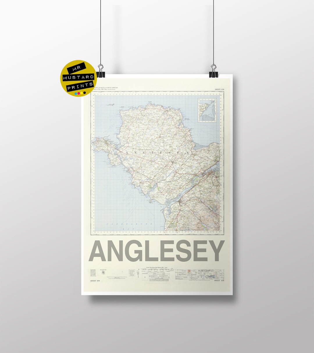 Anglesey Map Print Anglesey Poster Anglesey Art Anglesey - Etsy
