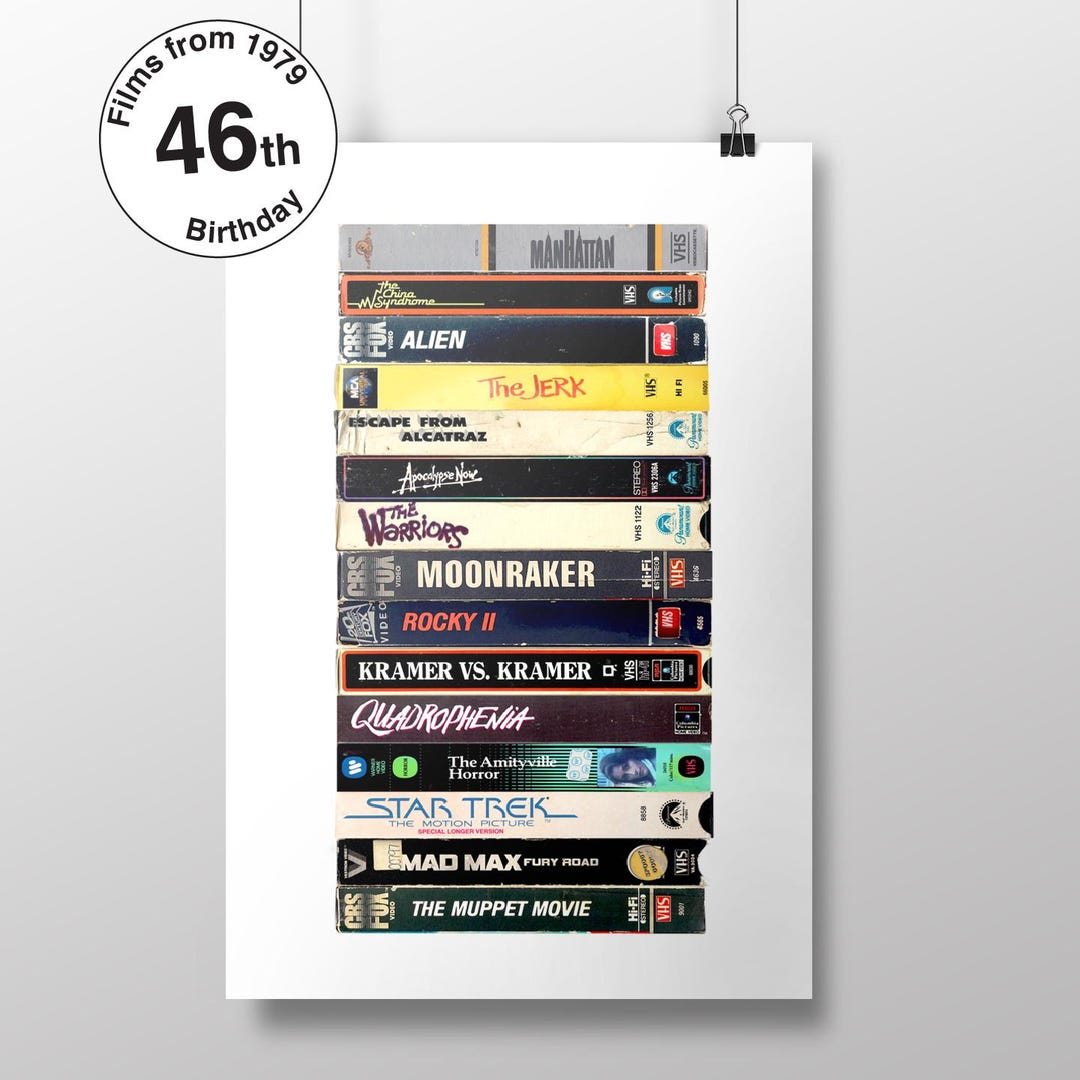 1979 Movies: 47th Birthday Gift - Customized VHS Tape Print - Etsy