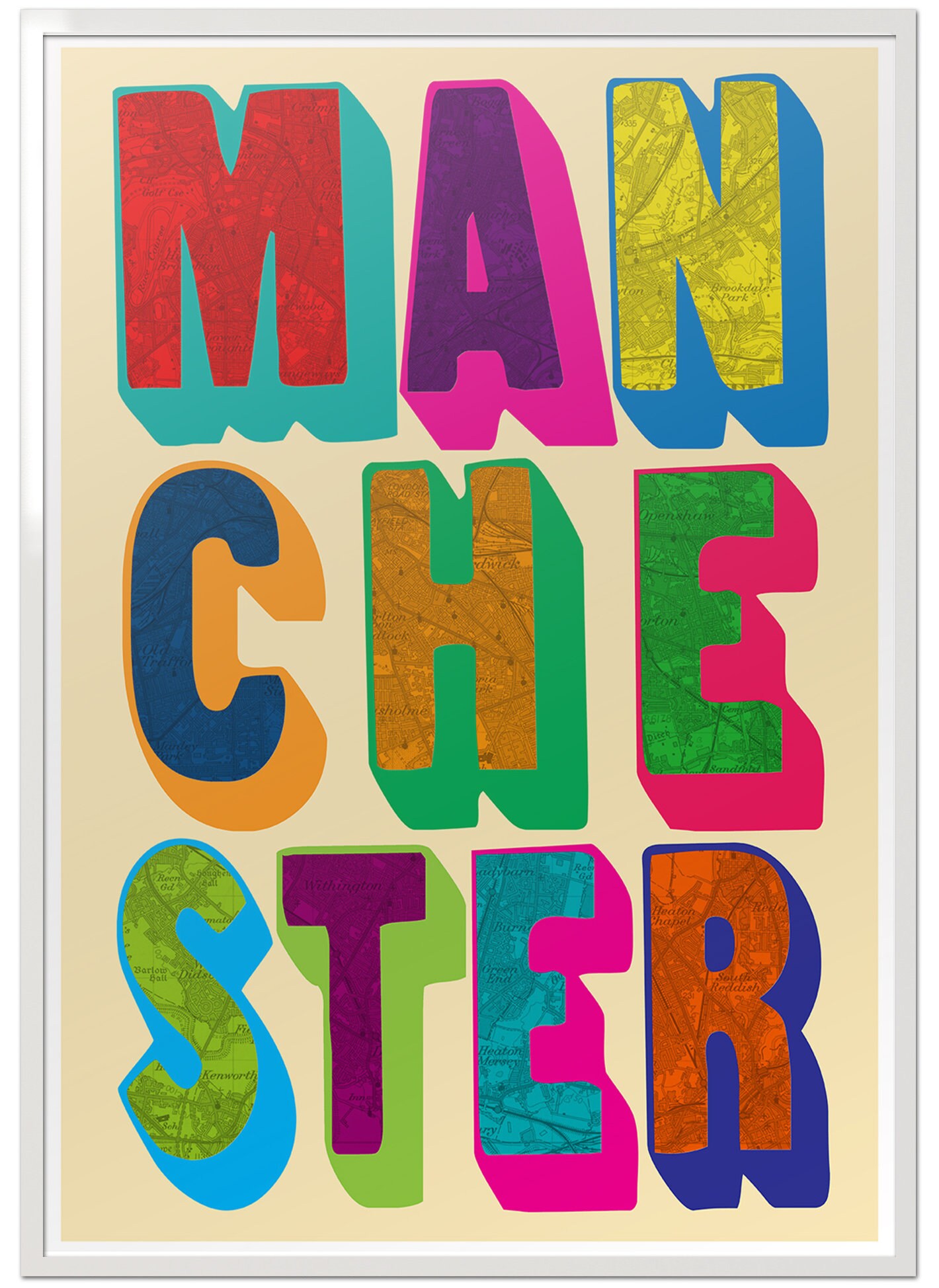 Manchester Poster Manchester Art Print Manchester Map - Etsy