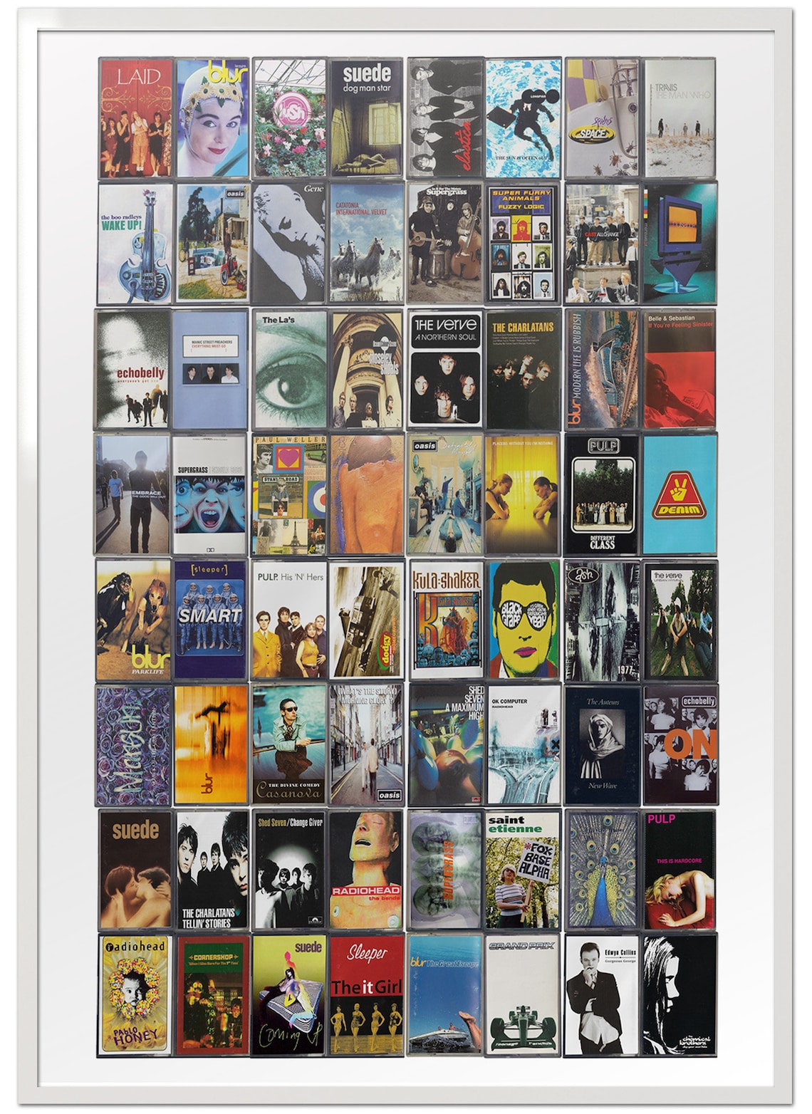 Britpop Music Cassette Print Greatest UK Albums of the 90s | Etsy