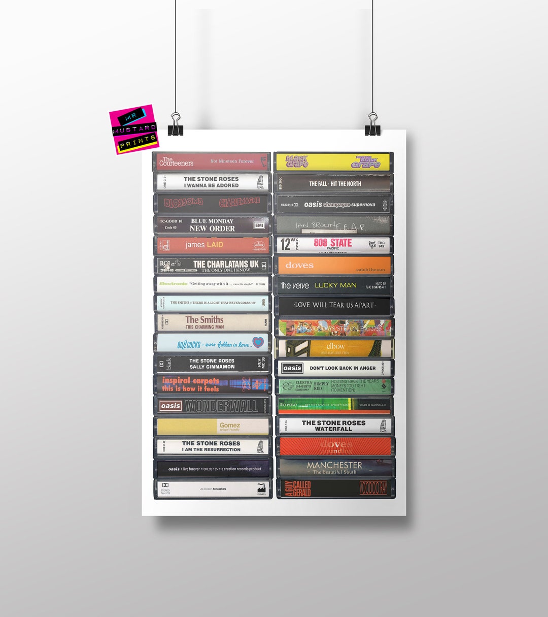 Manchester Songs Print, Manchester Music Poster, Cassette Print ...