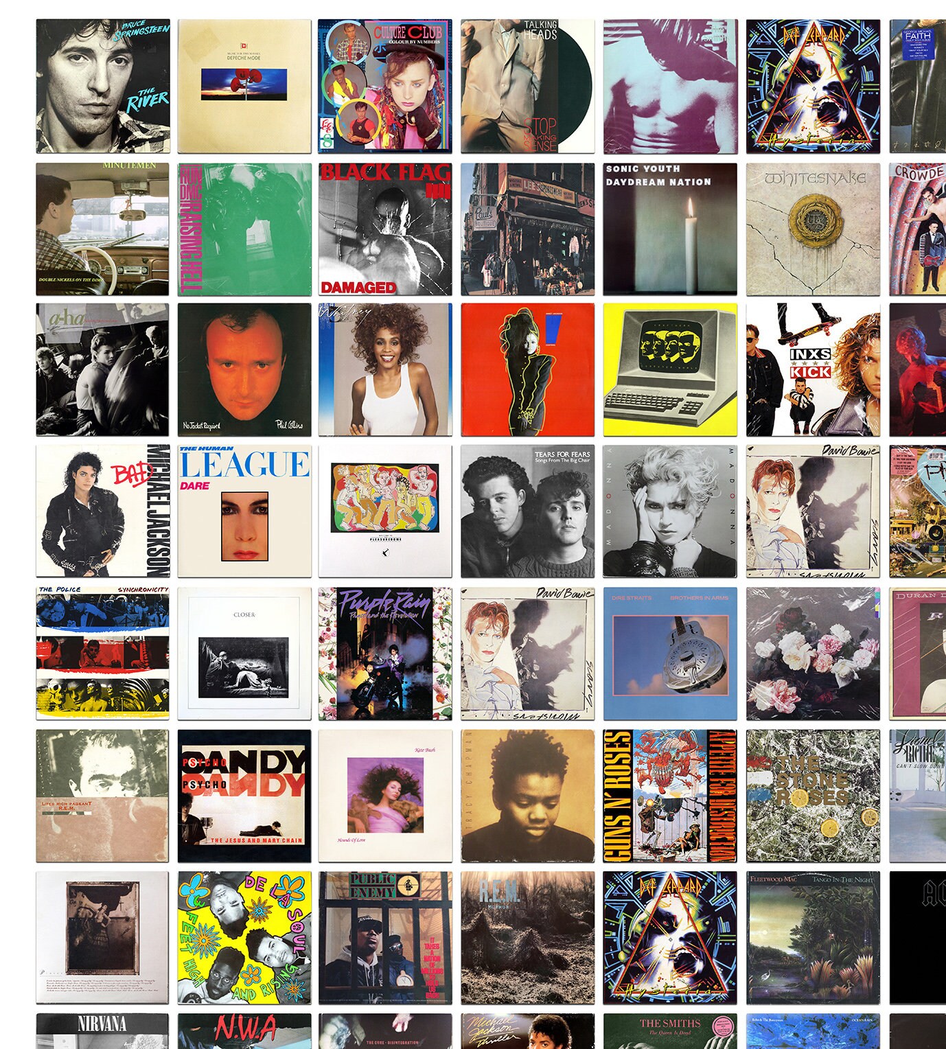 1980s Vinyl Covers Poster: Eighties Album Art Cover Collage - Etsy