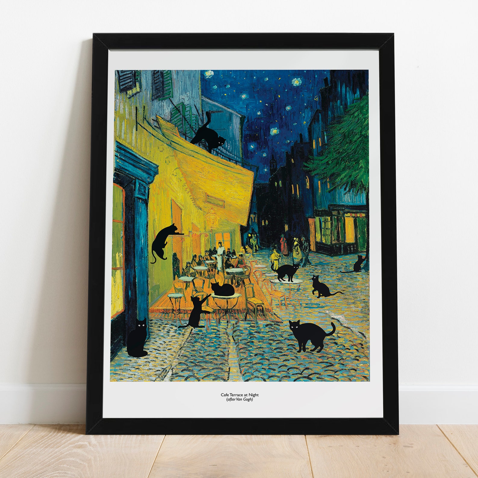 Cats in Van Gogh Cafe, Fine Art Mashup, Cat Lover Art, Cat Print, Cat ...