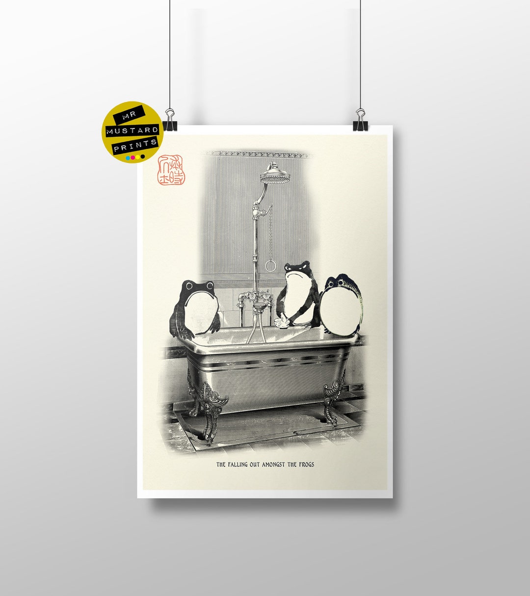 Bathroom Print - Frogs in the Bath - Vintage Japanese Fine Art Print ...