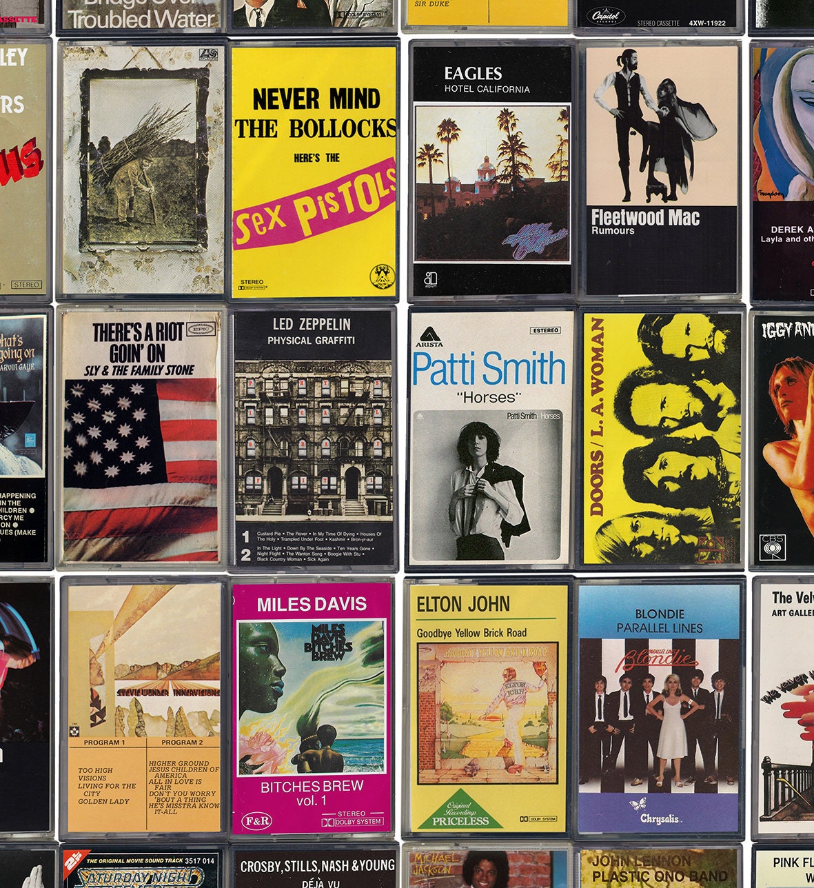 70er Jahre Musik Kassette Cover Print Größte Alben der 70er | Etsy