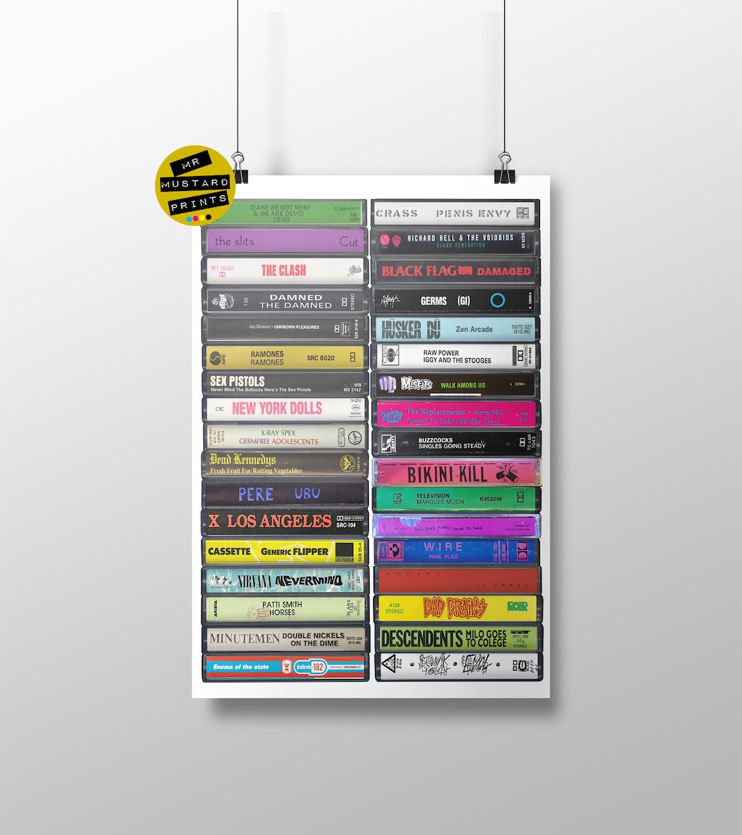 Punk Music Poster, Art, Gift, Punk Fan, Original Cassettes, Essential ...
