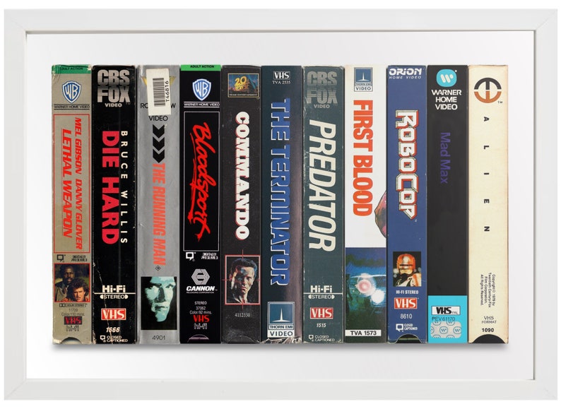 80's Action Movies VHS Print - Classic 1980s Film Poster, 80s Nostalgia ...