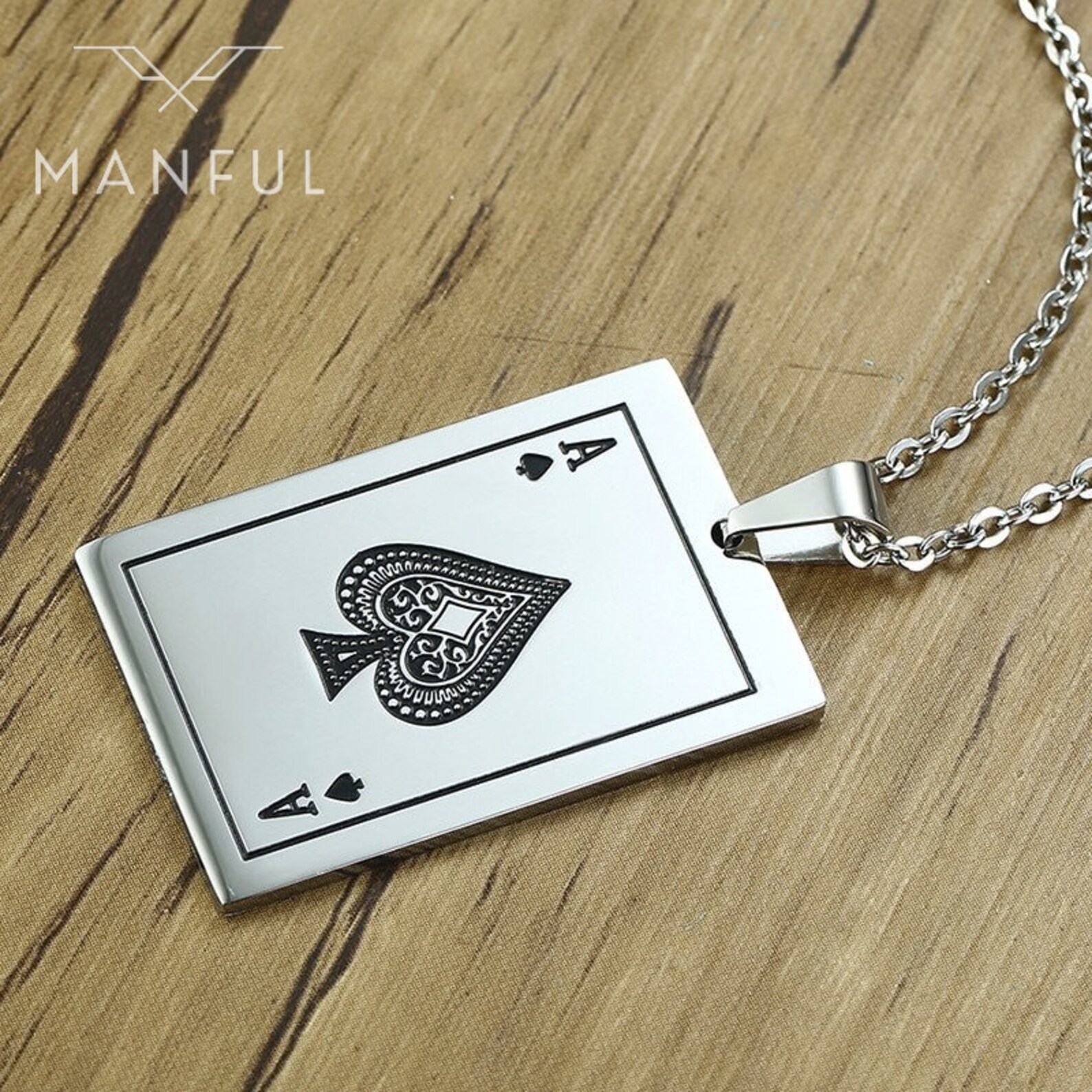 Ace of Spades Pendant Silver Stainless Steel Necklace - Etsy UK