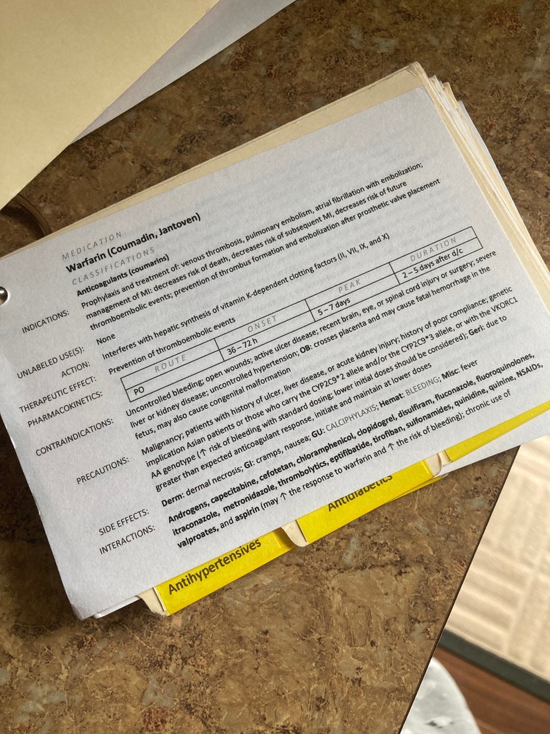 4x6 Index Card Medication Card Template - Etsy