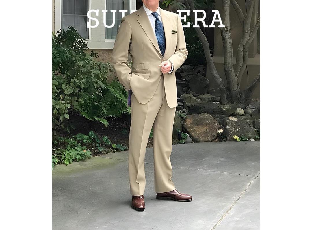 Classic Tan Linen 2-piece Suit for Men | Lightweight Summer Tailoring ...