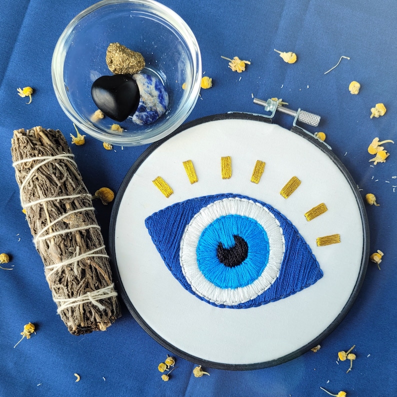 Evil Eye Embroidery Art, Finished Embroidery, Wall Décor, Witchy Décor ...