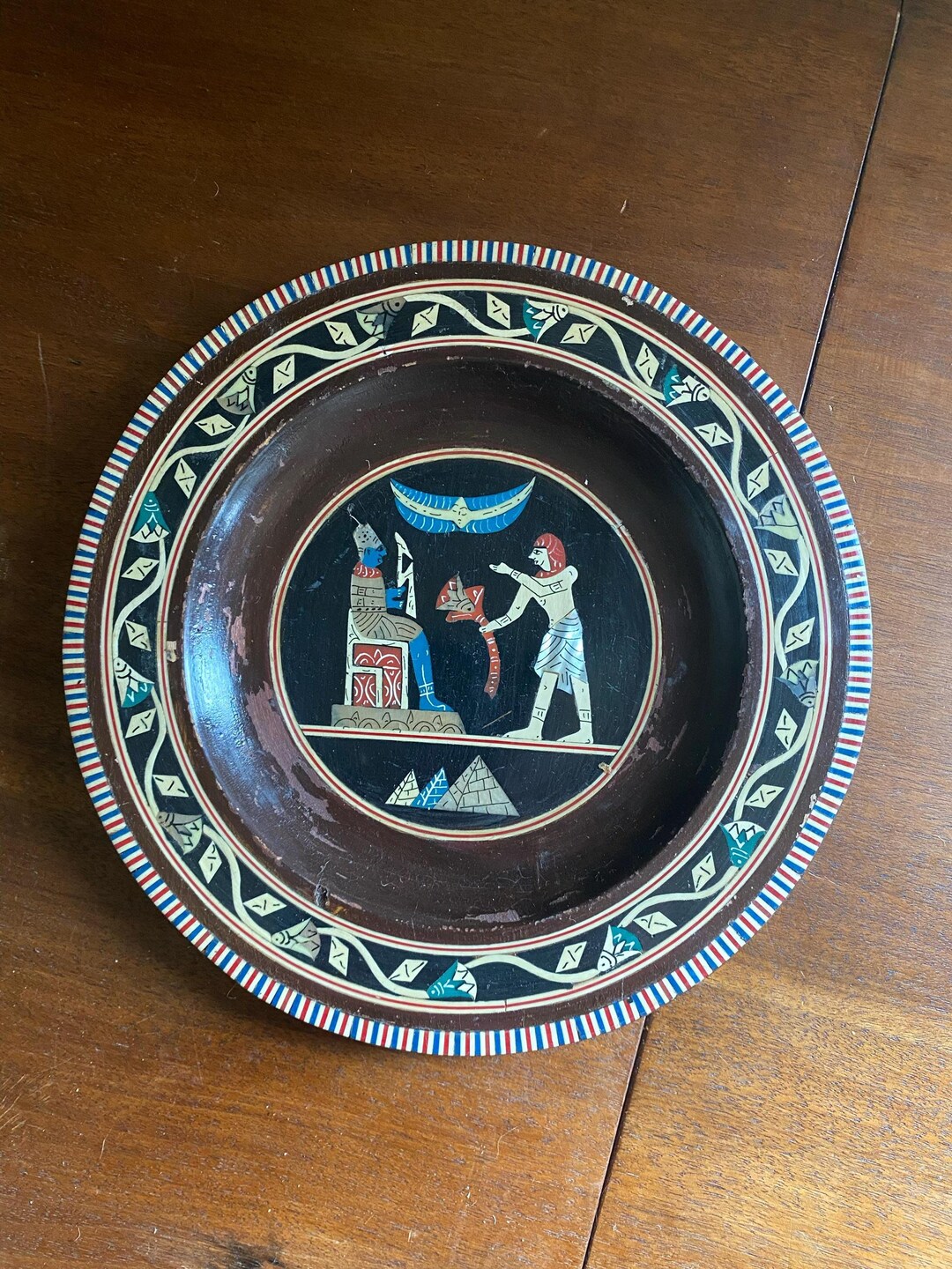 Egyptian Design Wooden Wall Hanging Decor. Painted and Shell Inlay - Etsy