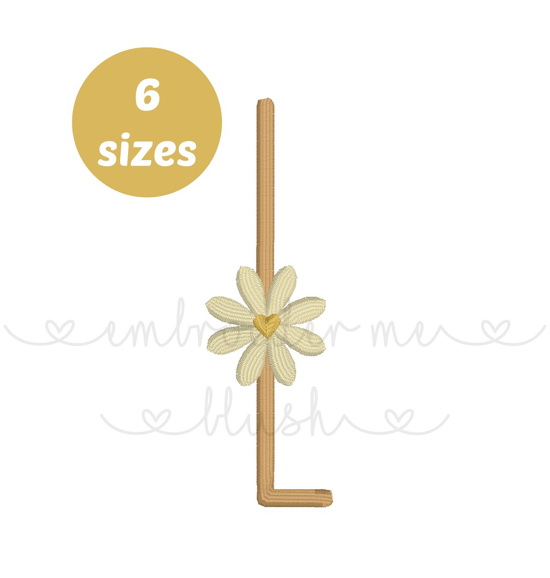 Daisy Floral Alphabet L Embroidery Design, Daisy Embroidery Font ...