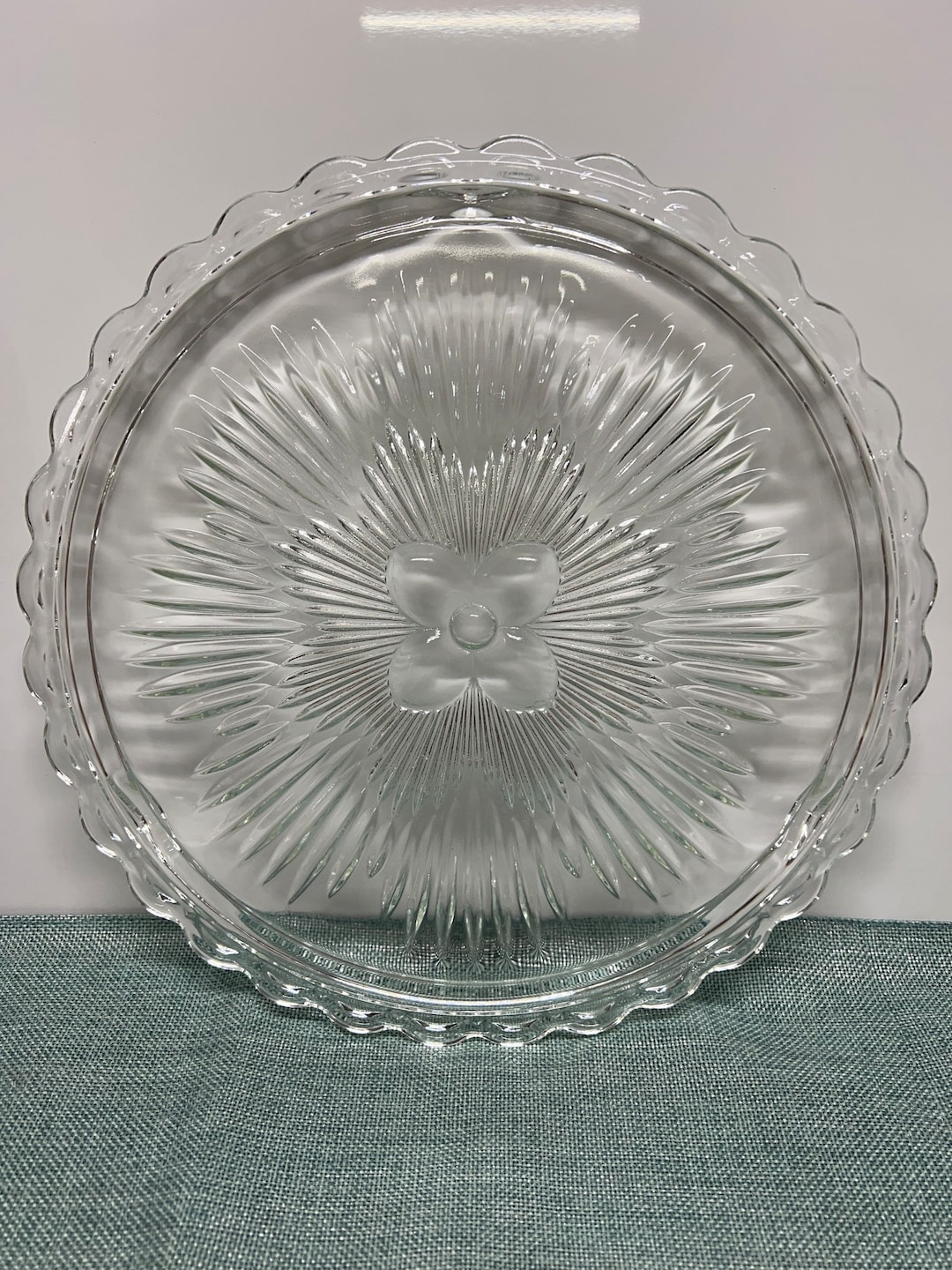 Vintage Heritage Pattern by Princess House Pie Plate Footed Clear Glass ...