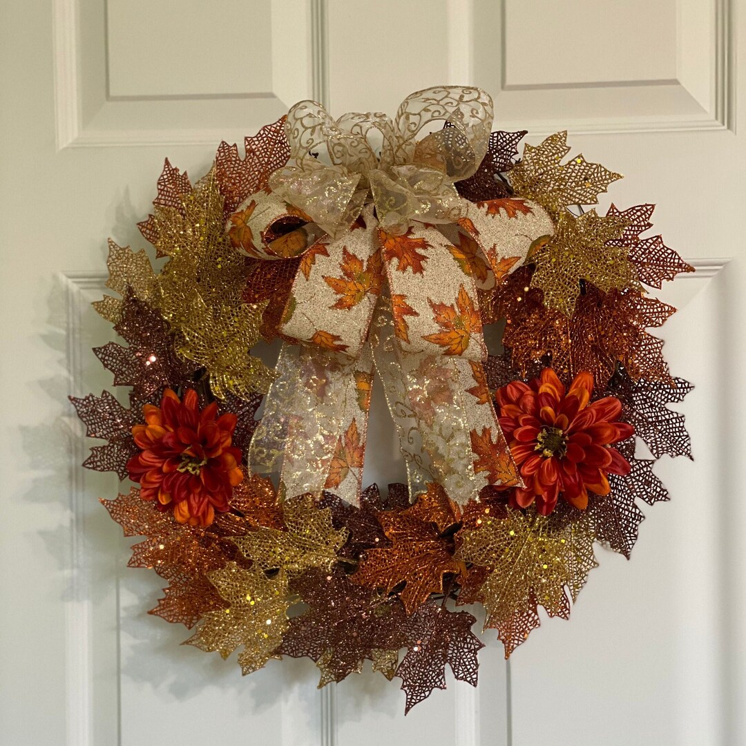 Fall Wreath, Blingy Fall Wreath, Fall Favorite, Glitter Wreath, Leaf ...