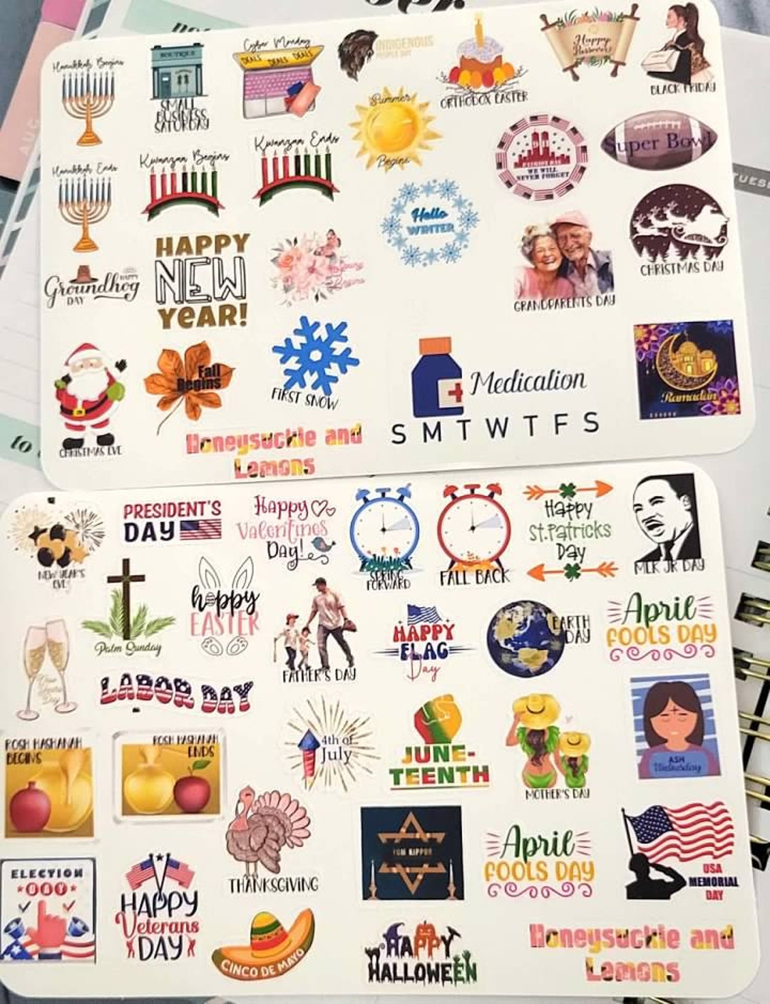 Holidays Planner Stickers, Planner Stickers, Calendar Stickers, Seasons ...