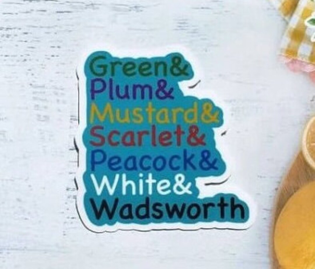 Clue Character Names, Green, Plum, Mustard, Scarlett, Peacock, White ...