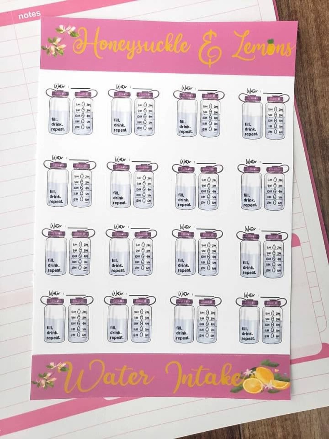 Water Intake Calendar or Planner Stickers, Hydrate, Planner Stickers ...