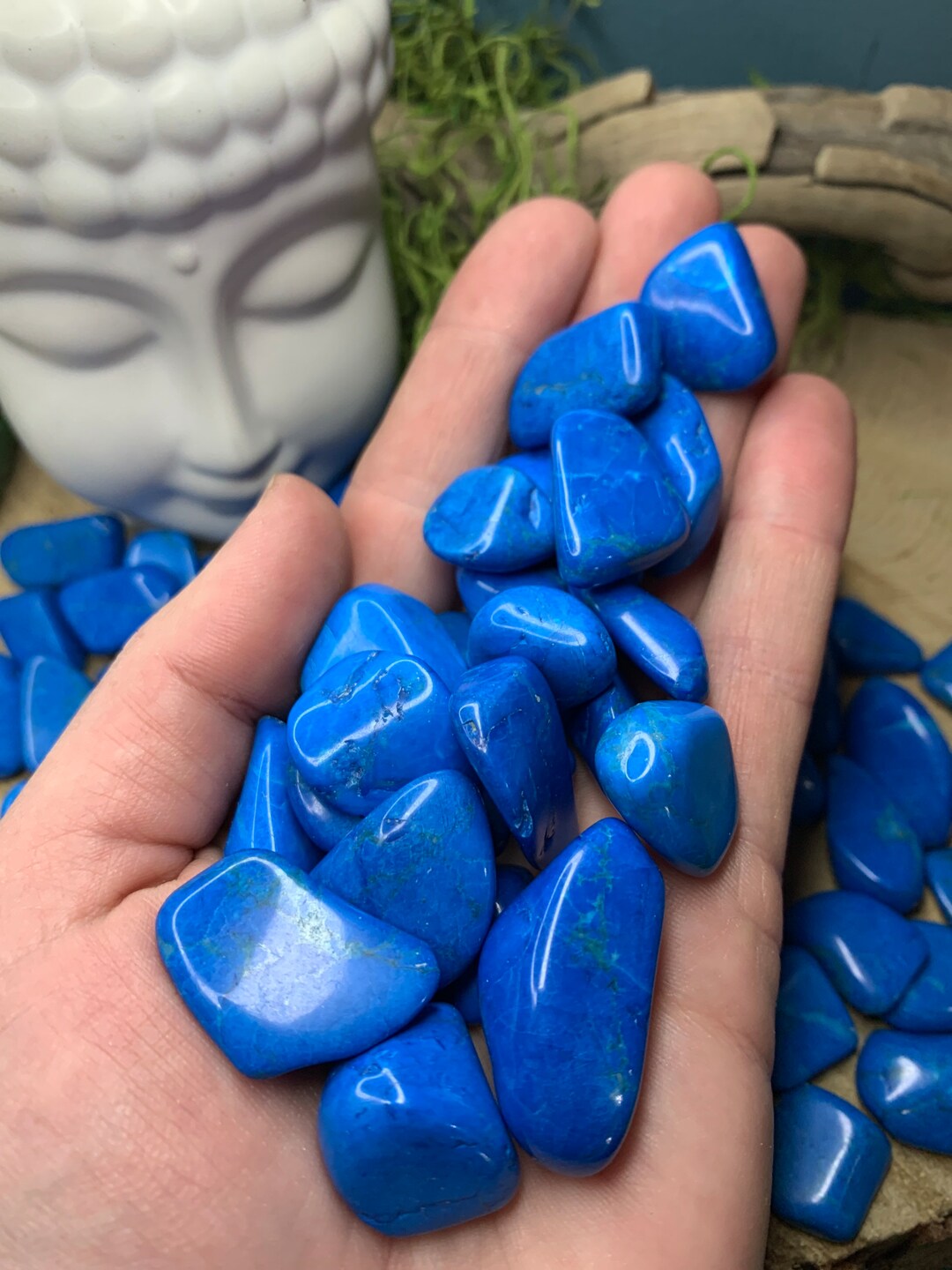 Blue Howlite Tumbled Stones, Communication, Patience, Wisdom, Canadian ...