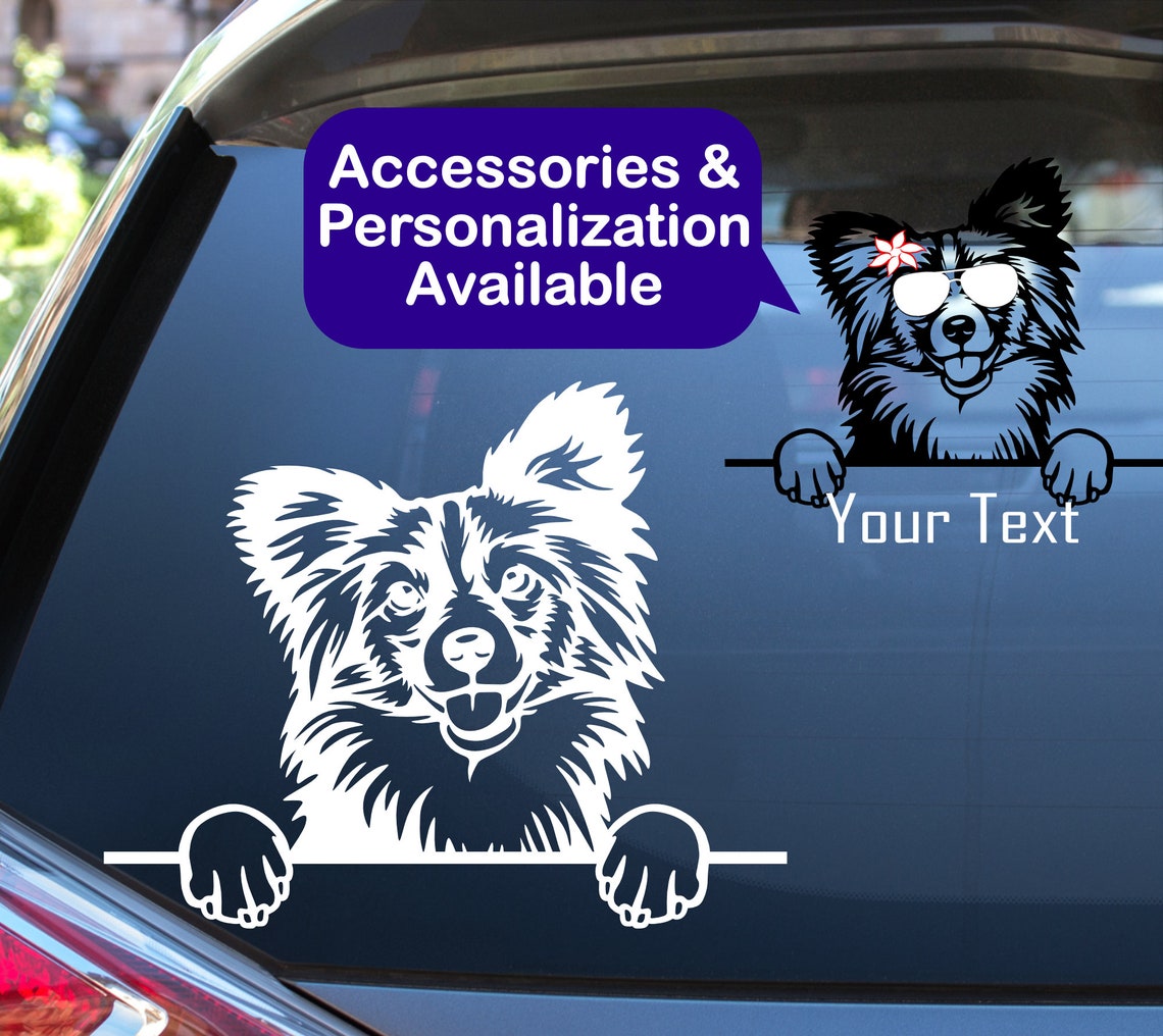 Papillon Car Decal Sticker / Personalized Papillon Vinyl Dog | Etsy
