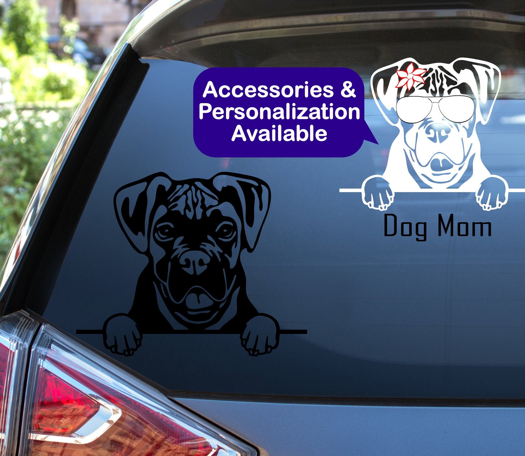 Boxer Car Decal Sticker / Personalized Boxer Vinyl Dog Decal | Etsy