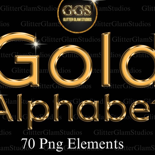 Metallic Gold Letters and Numbers Digital Clipart Gold - Etsy