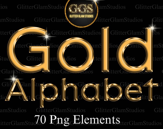 Metallic Gold Letters and Numbers, Digital Clipart, Gold Letters ...