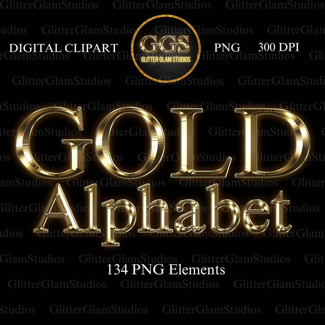 Metallic Gold Letters and Numbers, Digital Clipart, Gold Letters ...