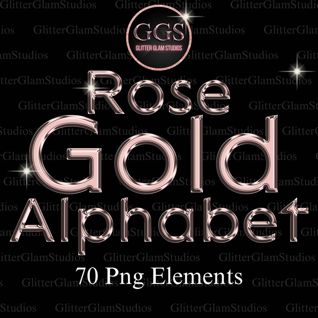 Rose Gold Gloss Letters and Numbers, Digital Clipart, Rose Gold Letters ...