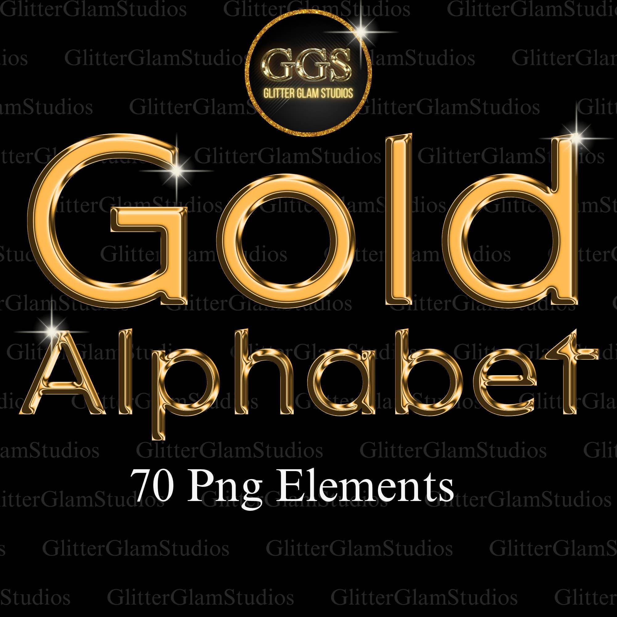 Gold Gloss Letters and Numbers, Digital Clipart, Gold Letters, Alphabet ...